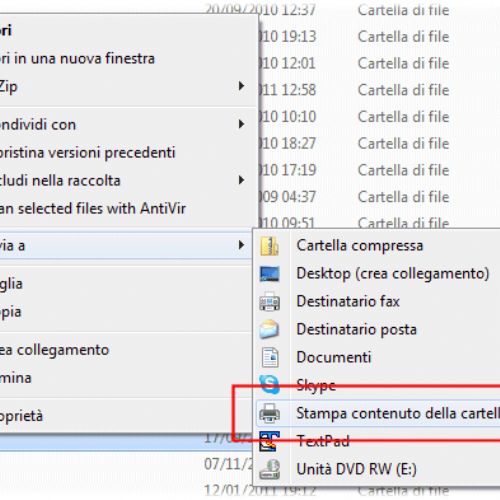 Stampare il contenuto di qualsiasi cartella con una procedura ...