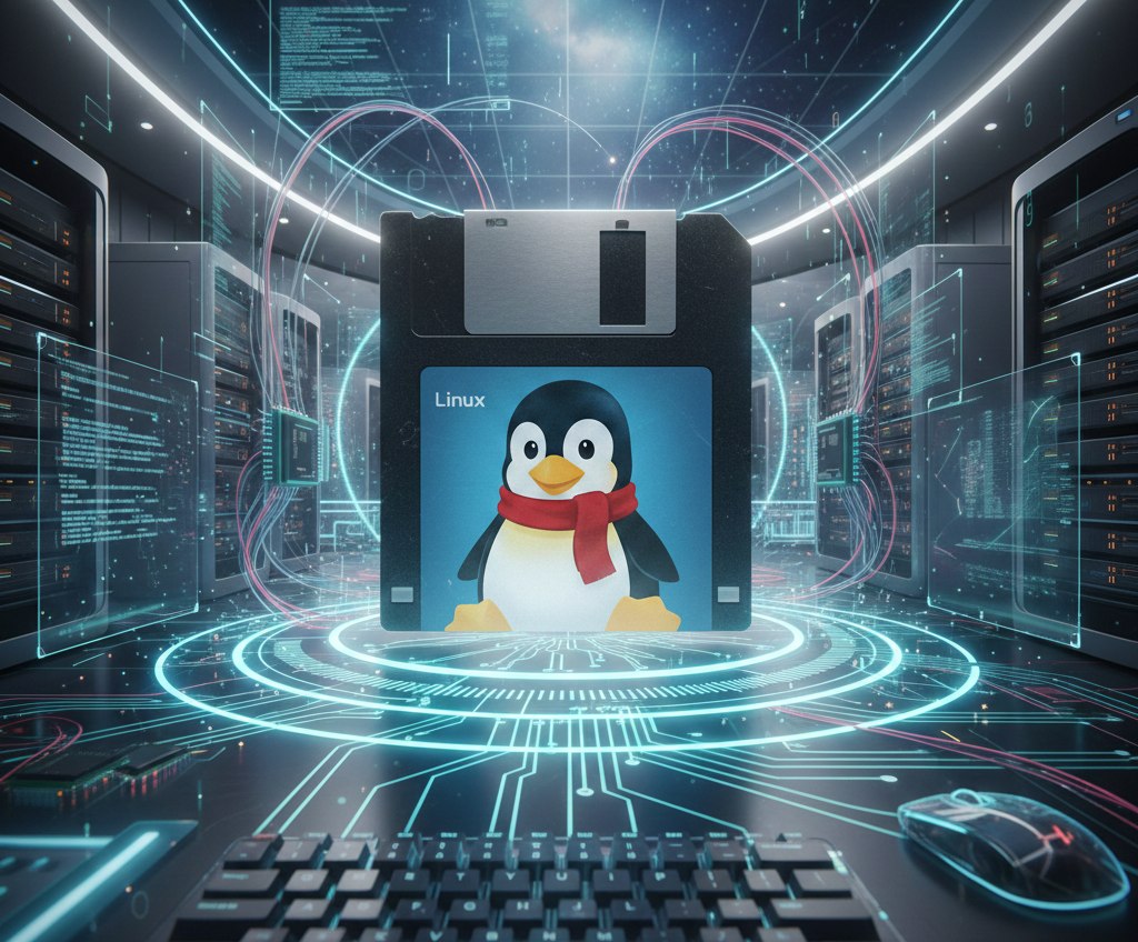 Linux su floppy nel 2026: FLOPPINUX, kernel e BusyBox compressi in 1,44 MB